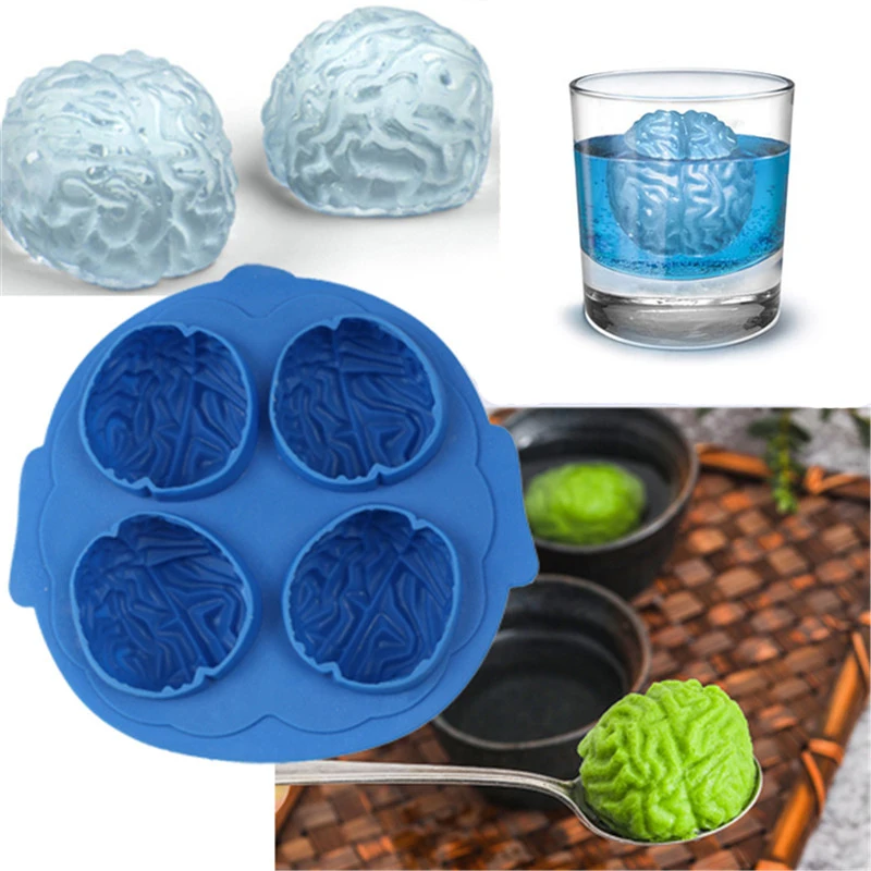 4 Cavity Brain Shape Silicone Mold Handmade Soap Molds DIY Fondant Cake ...