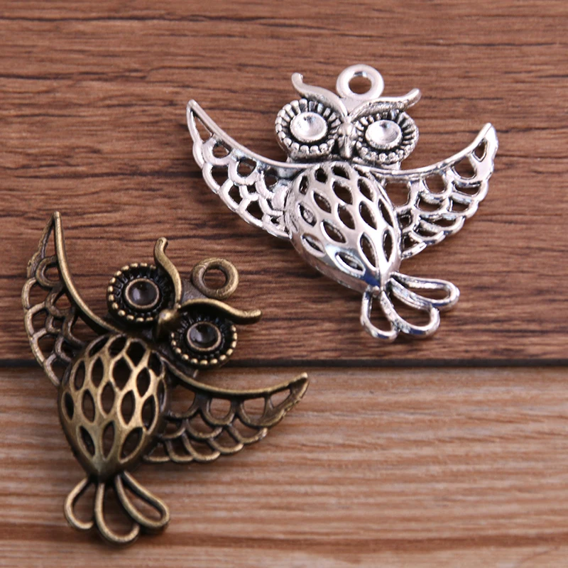 6PCS-36-36mm-Animal-Charm-Big-Owl-Pendant-Two-Color-DIY-Retro-Jewelry ...