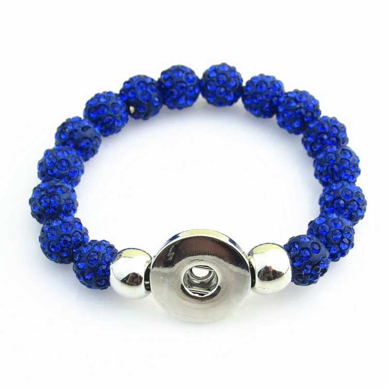 Hot selling handmade Elastic 18mm snap button bracelet for royalblue ...