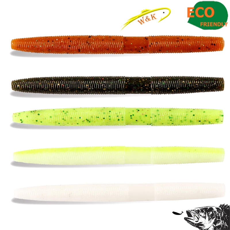 4 inch 6 pcs Worm Bait Light Texas Rig Worm for Bass Walleye Wacky Rig ...