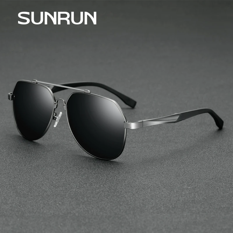 SUNRUN Brand Classic Polarized Pilot Sunglasses Al Mg Alloy Frame ...