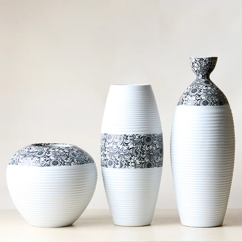Ceramic-Porcelain-Tabletop-Vase-Collection-Set-3-Pcs-with-Simple ...