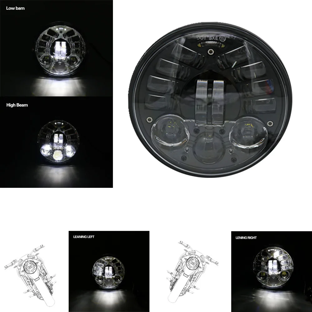Adaptive H4 headlight 5.75" Round Headlights LED Motorcycle Headlight ...