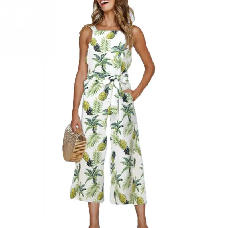2018 NEW Summer One piece Suit Women's Jumpsuit Floral Sleeveless ...