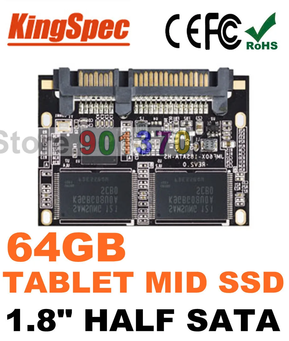 Kingspec 1.8 "ครึ่ง SATA III SSD 1.8 SATA II SSD โมดูล 64GB 128GB 256GB ...