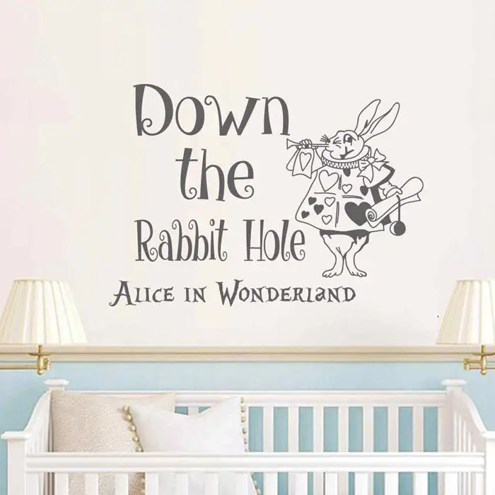 BATTOO Alice In Wonderland Wall Decal Quote Down The Rabbit Hole Wall ...