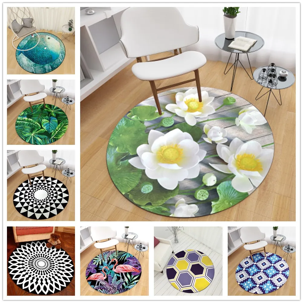 140cm Diameter 3D Lotus Round Carpet For Living Room Parlor Bedroom ...
