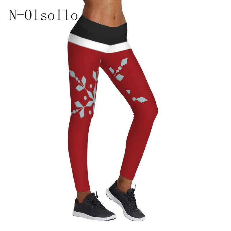 Black Waist Bright Colored Leggings Big Snowflake One Leg 3D Printed ...