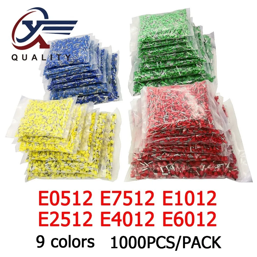 1000pcs/Pack E0512 E7512 E1012 E1512 E2512 Insulated Ferrules Terminal ...
