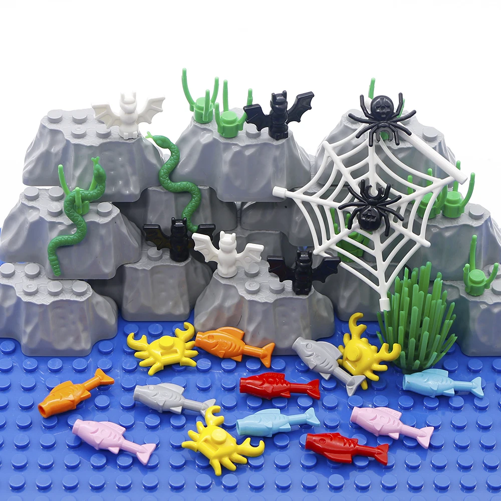 Animals City Building Blocks Crab Fish Spider Web Snake Bat Farm Zoo ...