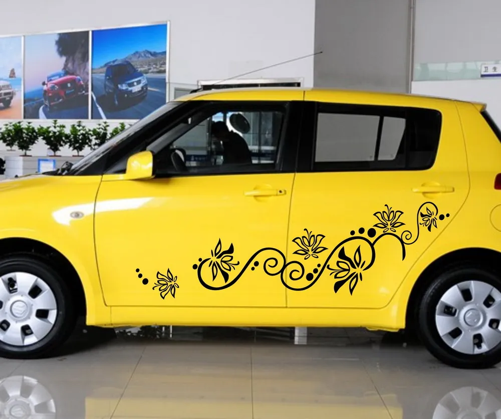 Car Flowers Outline Stripe 54 Door Decals For Swift Auto Vinyl Motor