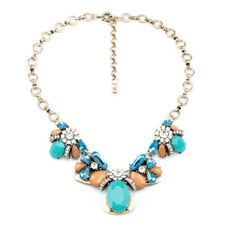 European fashion jewelry trend Luxury wild color flower Long necklace ...
