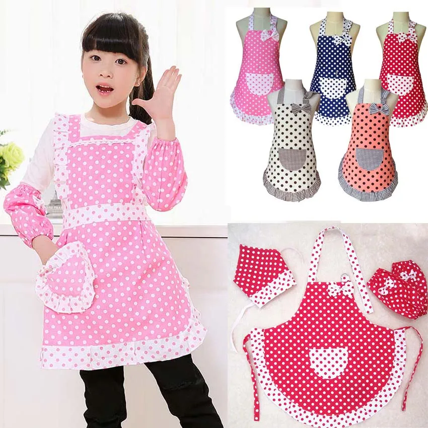 Polyester Kids Apron and Cuffs Child Cooking Baby Apron Junior Chef ...
