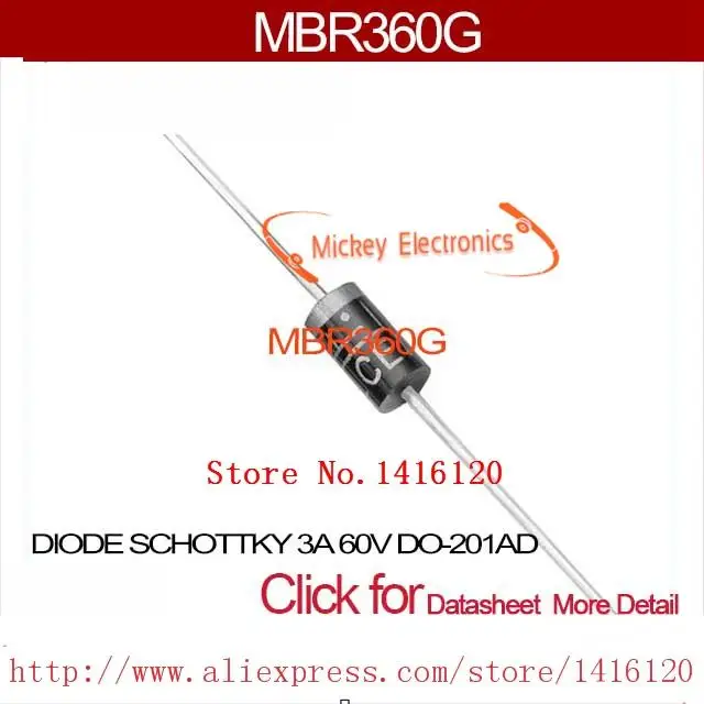 MBR360G DIODE SCHOTTKY 3A 60 볼트 DO 201AD MBR360G 360 MBR360 360 그램 R360 ...