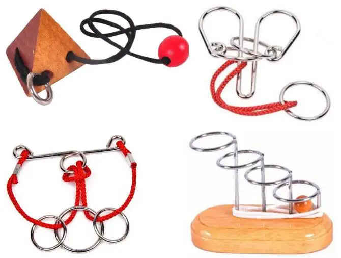 4PCS-Set-Metal-Wooden-Brain-Teaser-Mind-String-Rope-Puzzles-Game-for ...