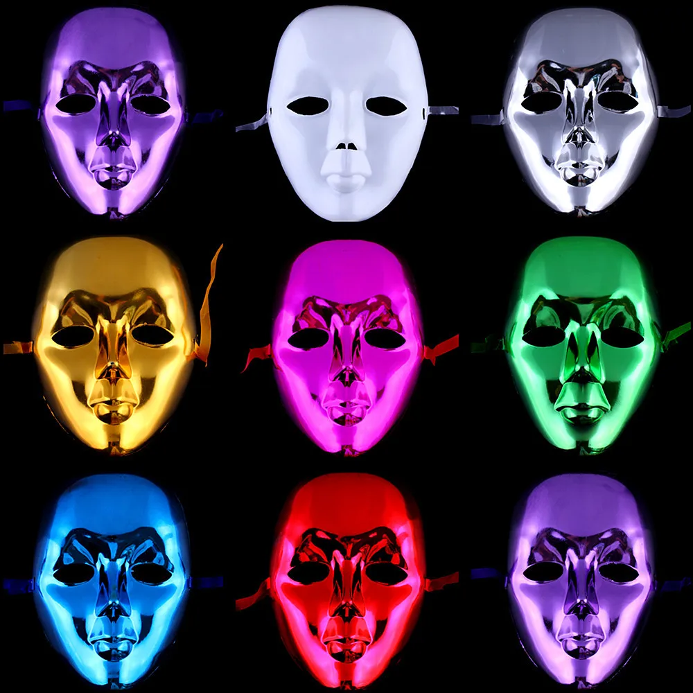 Masquerade Party Color PVC Mask Full Face Halloween Venetian Horror ...