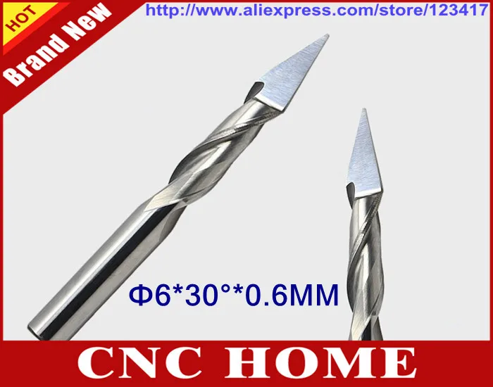 30 Angle, 6X0.6MM Tip, V Bit Carbide CNC Engraving Bits, Tungsten ...