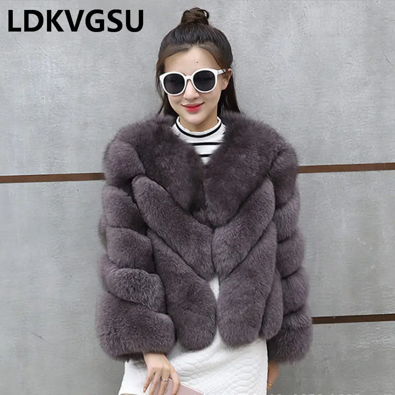 2018 New Streetwear Fury Faux Fur Coat Women Plus Size 3XL Long Sleeve ...