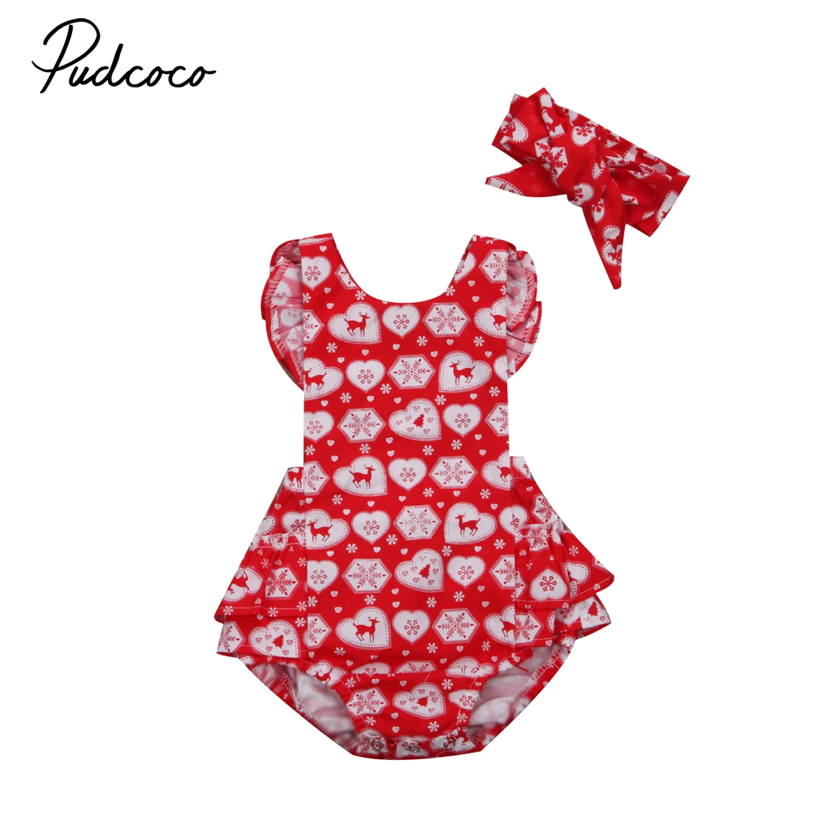 Babies Red Layered Christmas Bodysuit Newborn Baby Girls Bodysuit ...