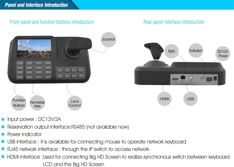 PTZ IP Camera Controller ONVIF Network 3D Joystick Keyboard 5Inch LED ...