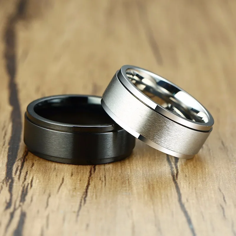 8MM-Men-s-Top-Engraved-Spinner-Ring-in-Black-and-White-Stainless-Steel ...