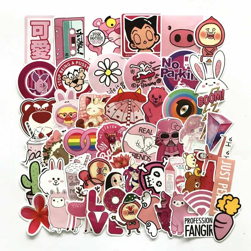 TD ZW 50Pcs Cute Cartoon Pink Girls Stickers Decal For Snowboard Laptop ... TD ZW 50Pcs Cute Cartoon Pink Girls Stickers Decal For Snowboard Laptop ...