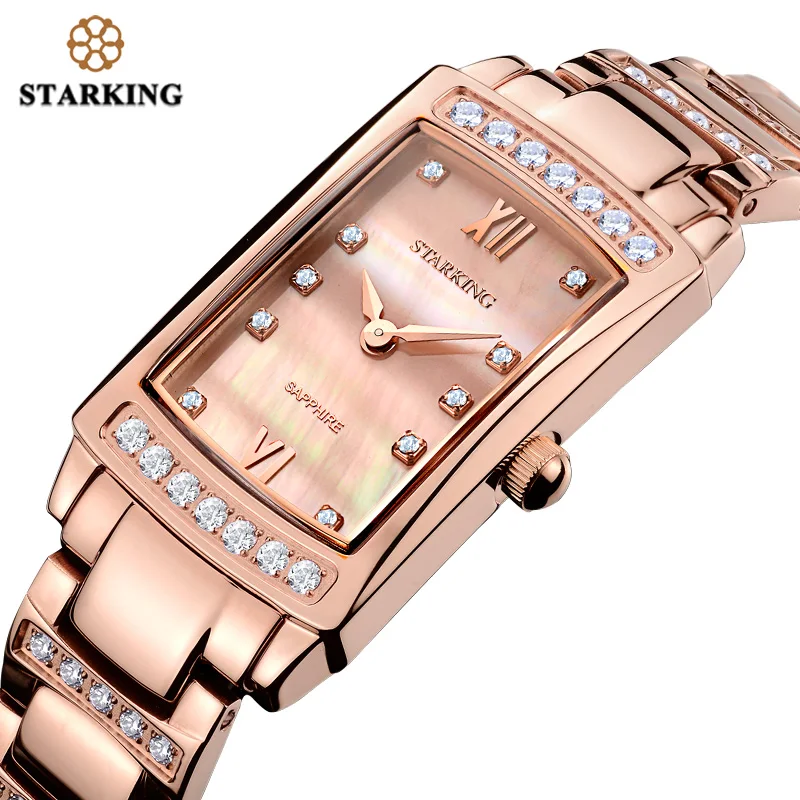 STARKING Quartz Women Watches Cz Stone Bracelet Luxury Sapphire Crystal ...