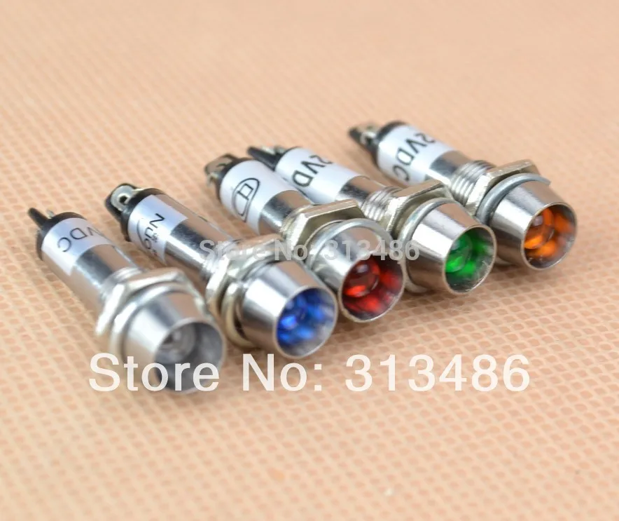 24V 8mm metal LED signal led indicator lamp light red blue white green ...
