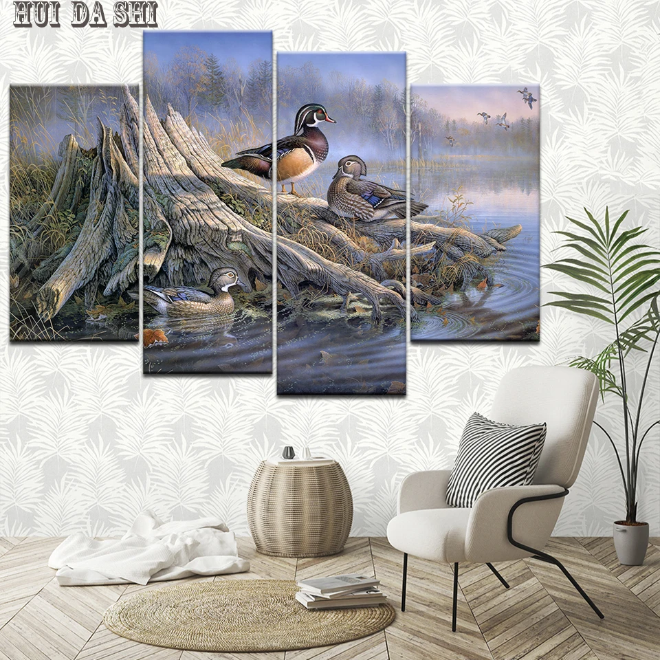 Art & Collectibles Duck Painting Gallery Wall Art Mixed Painting etna ...