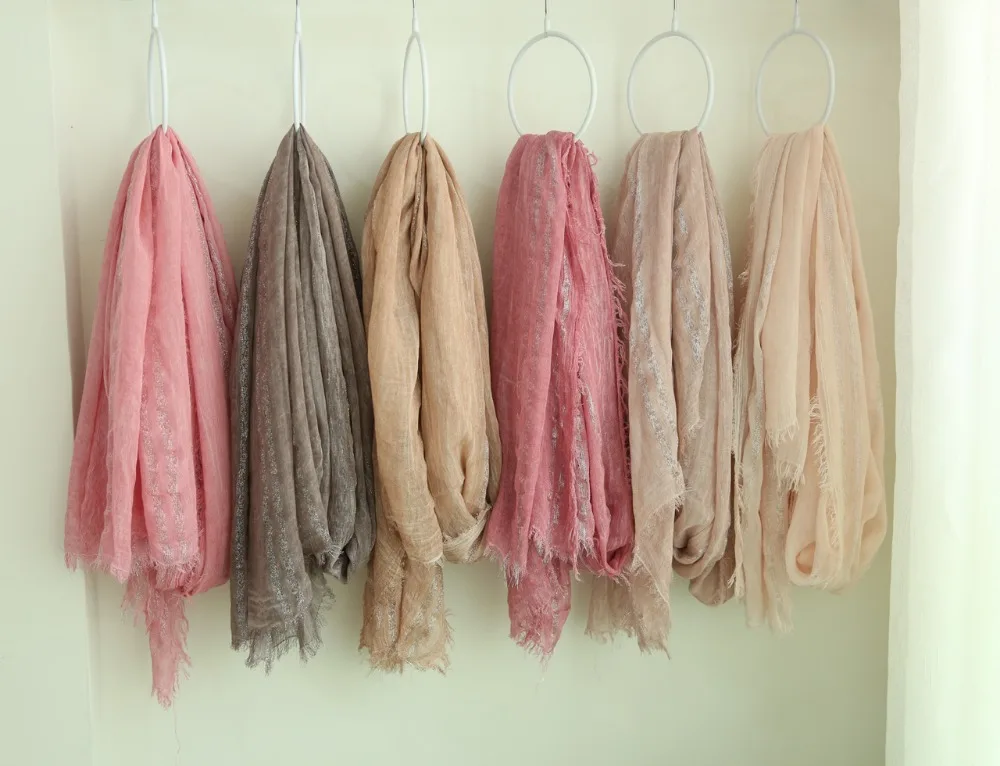 Bufandas de Lúrex de Color liso para mujer, chales de algodón, gasa ...