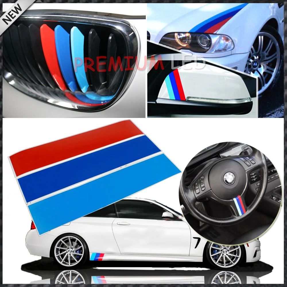 (1) 10" M Colored Stripe Decal Sticker For BMW Exterior or Interior ...