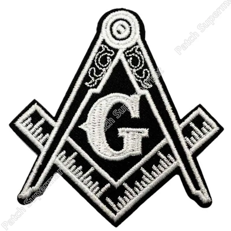 BLACK MASONIC LOGO Embroidered IRON ON SEW ON PATCH FREEMASON SQUARE ...