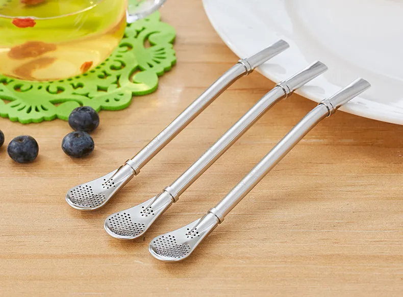 100 pcs/lot 304 stainless steel Mate Straws Mate Bombillas Yerba Filter ...