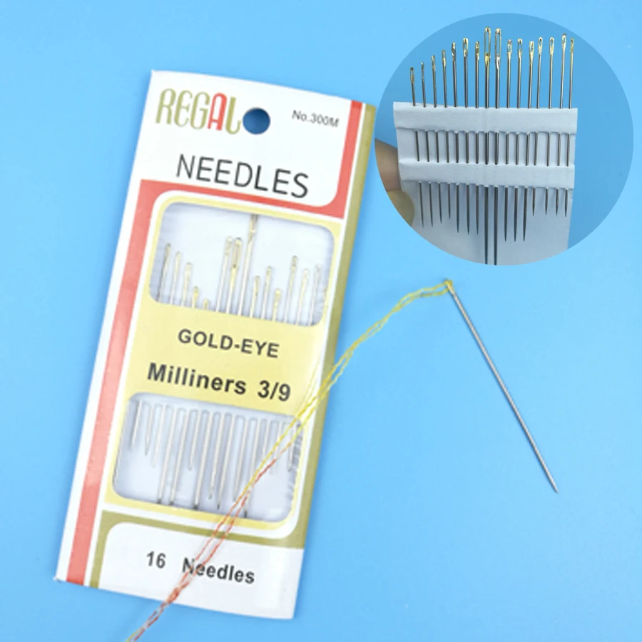 1 Lot 32 PCS Tail Gold Plated Stainless Steel Hand Sewing Needles Paper ...