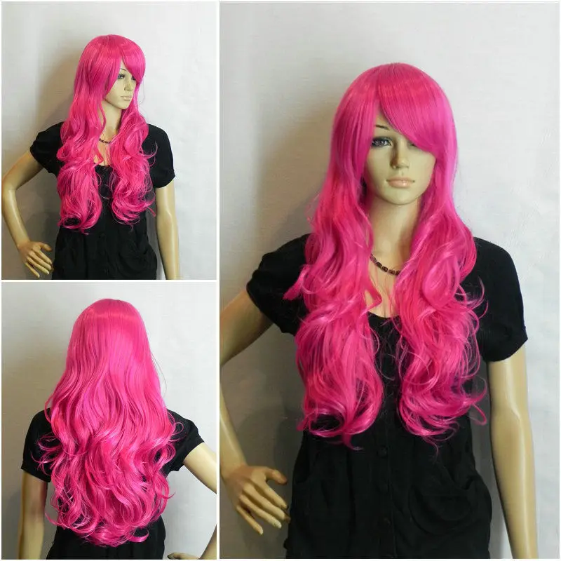 Long Wavy Dark Pink / Rose red Cosplay women Wig**hot sale Heat ...