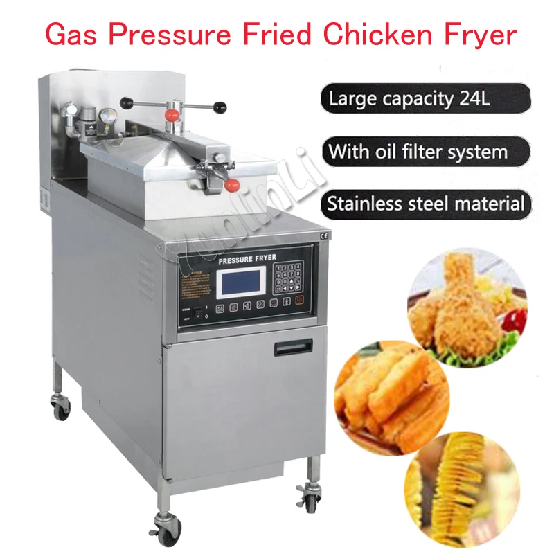 24L Gas Pressure Fried Chicken Fryer Commercial Pressure Fryer Digital LCD KFC Chicken Oil ...