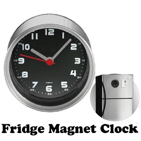 Free Shipping Black Dial 2pcs/lot Kitchen Fridge Magnets Clock Aluminum ...