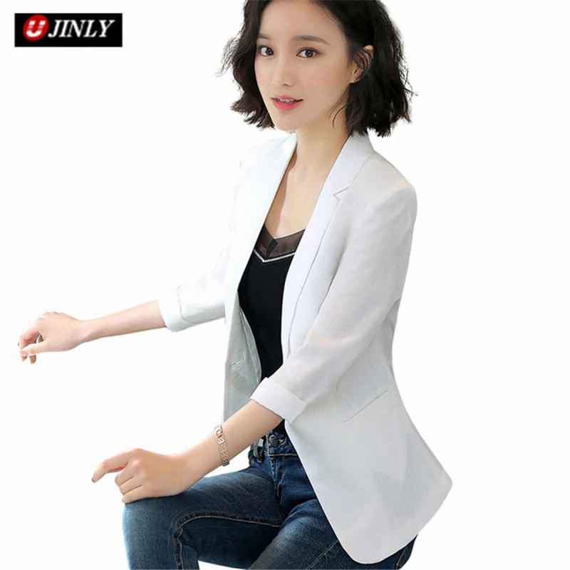 half-sleeve-white-jacket-office-ladies-plus-size-coat-2018-Spring-New ...