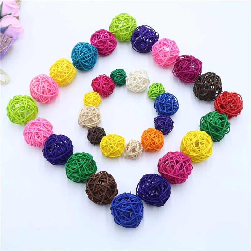 20pcs/lot 3cm Multicolor Rattan Ball Diy Balls Home Ornaments/christmas ...