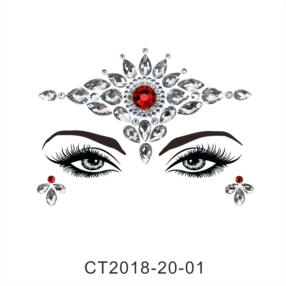 24 Styles Adhesive Face Crystal Stickers Party Eye Forehead Jewelry