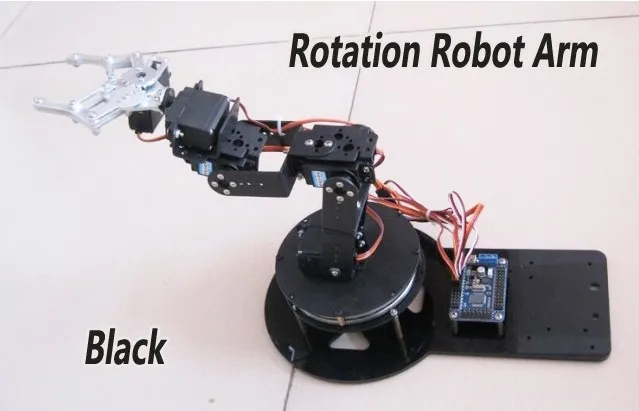 As-6 Dof Robot Arm Clamp Claw Turntable Base & 6 Servos Complete Alloy ...