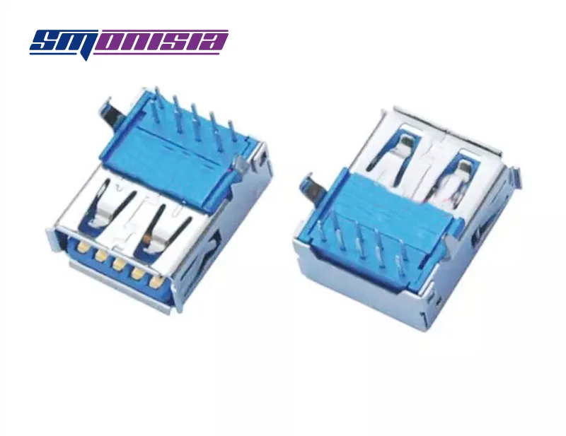 200pcs Blue Plastic Core Usb 3 0 Af Socket 90degrees Crimping Usb Plug Connector Interface Full
