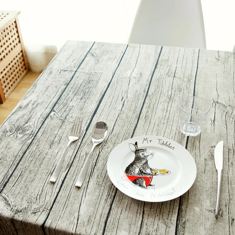 Wooden texture pattern Cotton dining table cloth, abstract style non ...