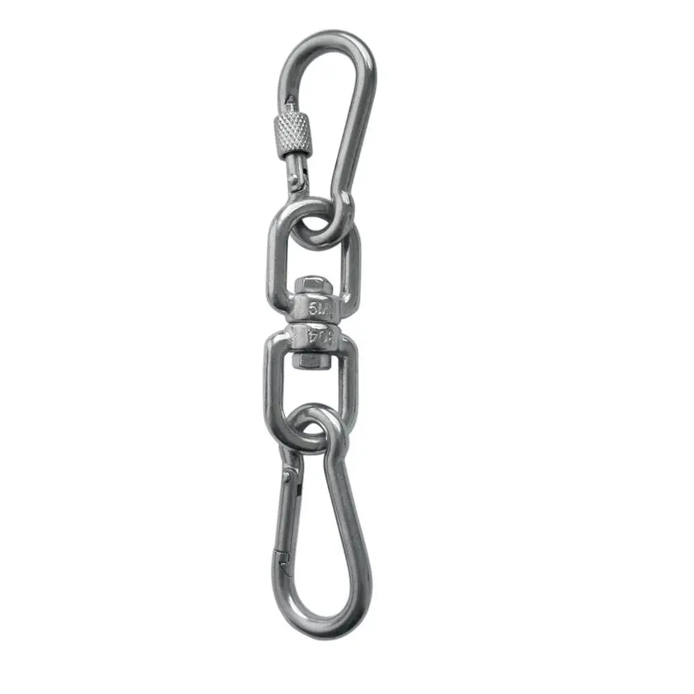 M5 Stainless Steel Double Ended Swivel Eye Hook and Safety Carabiner ...