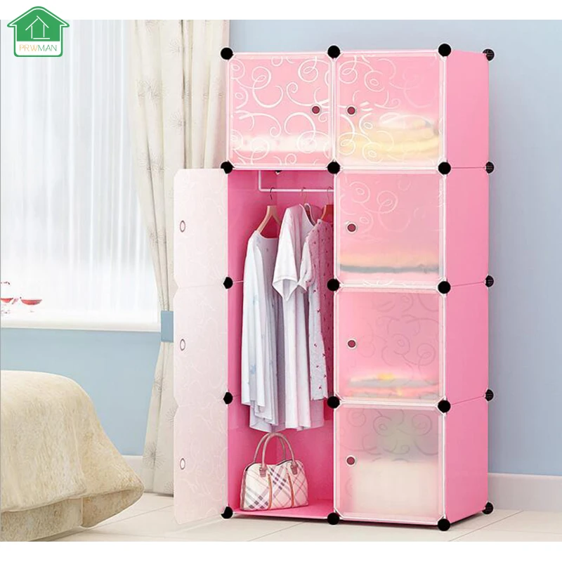 PRWMAN Furniture Clothes Wardrobe DIY Modular Shelving Simple Storage ...