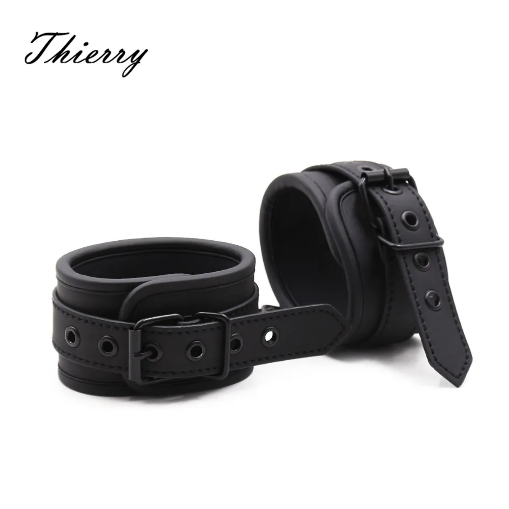 Thierry Adjustable Erotic PU Leather Handcuffs Wrist Ankle Cuffs ...