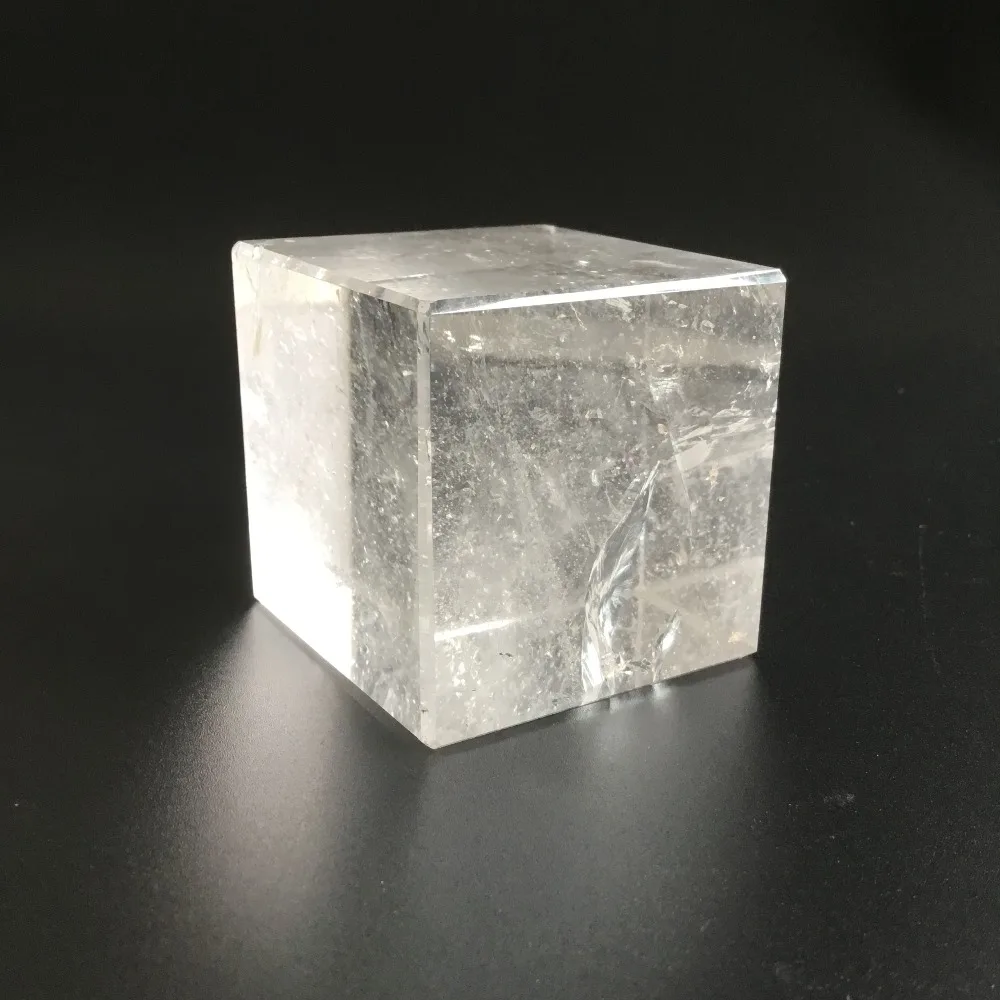 Natural claro cristal de quartzo cubo cubo de cristal escultura para a ...