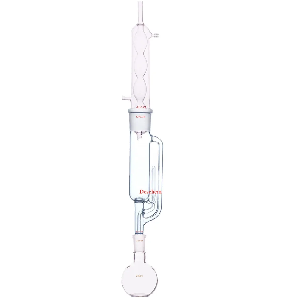 250ml-24-40-Lab-Glass-Soxhlet-Extraction-Allihn-condenser-1-Flat-Bottom ...