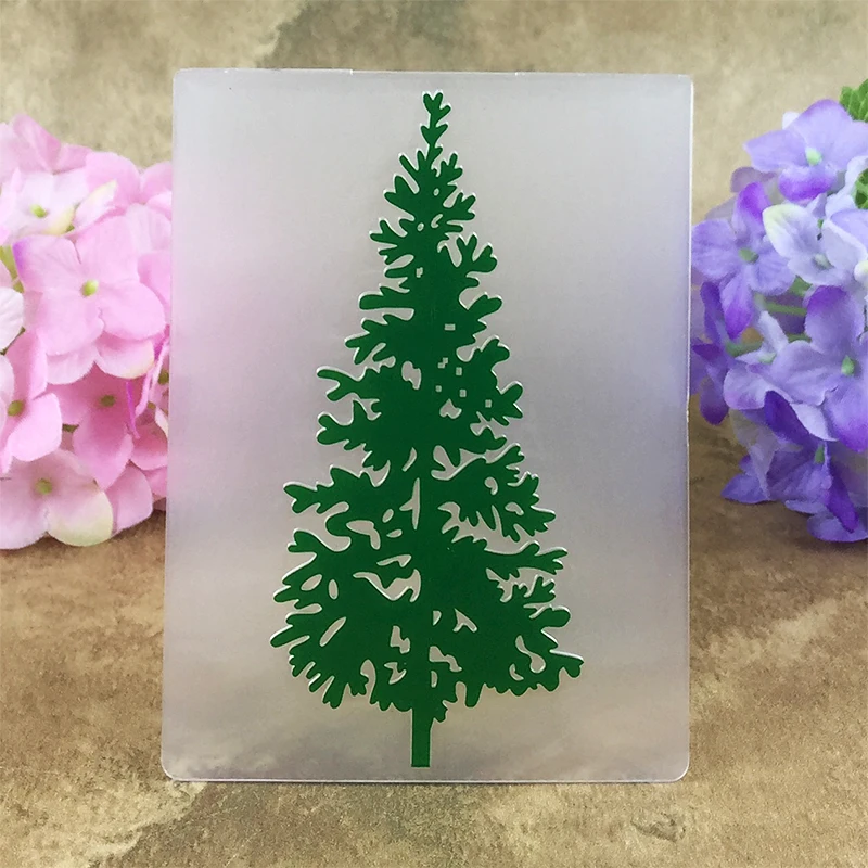 Green Tree Christmas Tree DIY Scrapbook Bump Plastic Embossing Folder ...