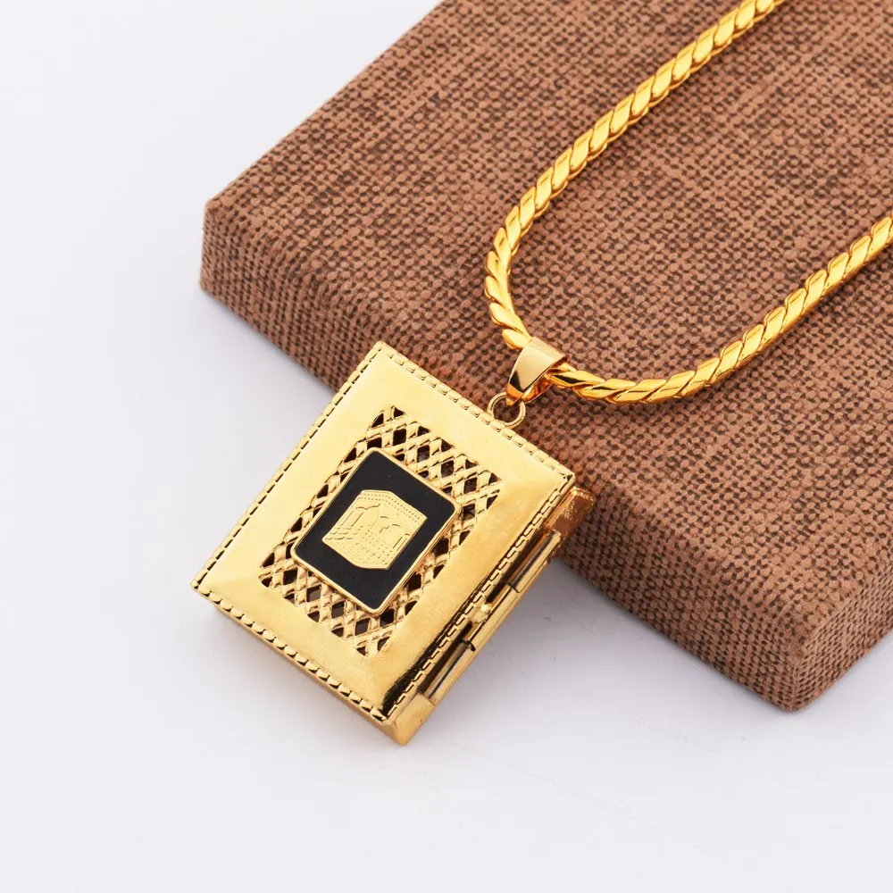 Goofan Hiphop Men Personality Gold Square Box Pendant&Necklace Openable ...